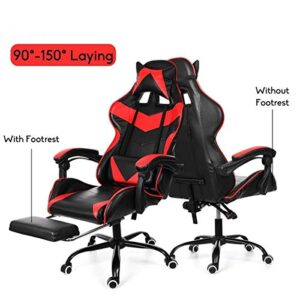 DCOT Executive Office Chair - High Back Office Chair with Footrest and Thick Padding - Reclining Computer Chair with Ergonomic Segmented Back, Black (Color : E)