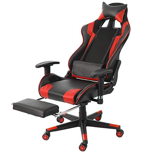 DCOT Executive Office Chair - High Back Office Chair with Footrest and Thick Padding - Reclining Computer Chair with Ergonomic Segmented Back, Black (Color : E)