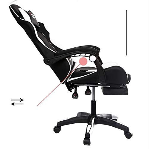 DCOT Executive Office Chair - High Back Office Chair with Footrest and Thick Padding - Reclining Computer Chair with Ergonomic Segmented Back, Black (Color : D)