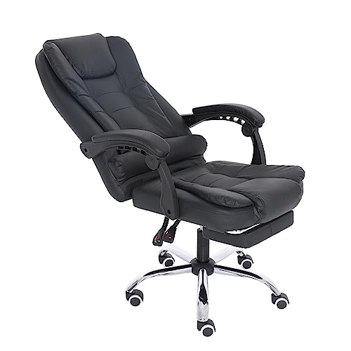 anjsindra Ergonomic Executive Office Chair with Footrest, PU Leather Task Chair with High Back Adjustable Height Modern Desk Chair, Black (Ergonomic Executive Office Chair, Black)