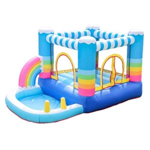 children's inflatable castle,rainbow trampoline indoor small naughty castle children's playground kindergarten indoor and outdoor toy playground,colors,290 * 200 * 250cm