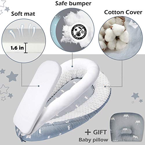 Baby Lounger Covers, Baby Nest Co Sleeping 100% Cotton Breathable Cover Infant Sleeper Bed for Newborn,Gift for Newborn Boys Girls Essentials Must Haves Lounger Bassinet,Crown