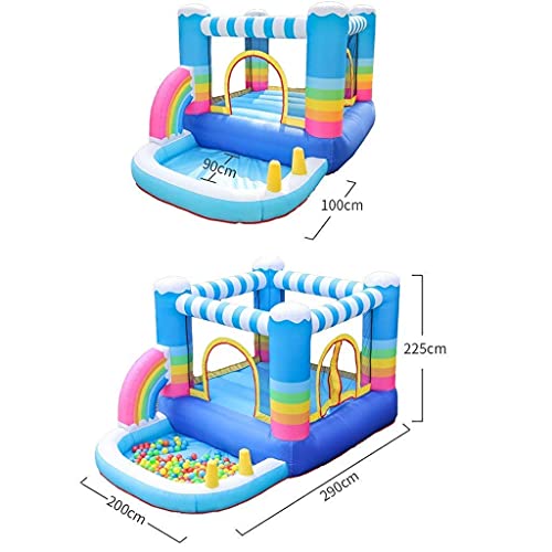 Children's Inflatable Castle Rainbow Inflatable Trampoline Indoor Mini Castle Children's Playground Kindergarten Indoor and Outdoor Toy Playgroundcolors, 290X200X