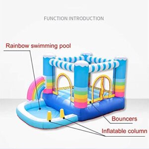 Children's Inflatable Castle Rainbow Inflatable Trampoline Indoor Mini Castle Children's Playground Kindergarten Indoor and Outdoor Toy Playgroundcolors, 290X200X