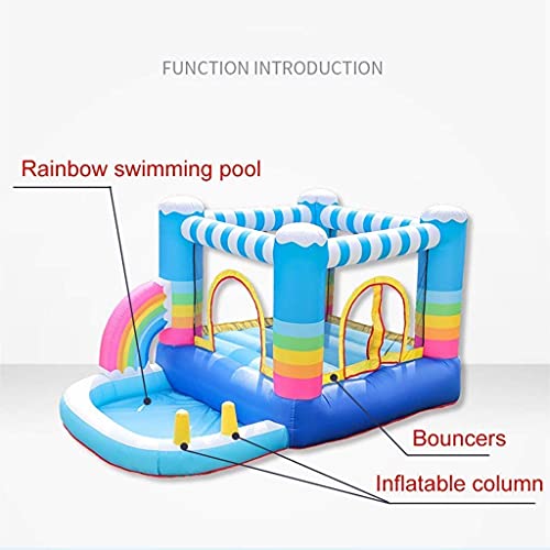 Children's Inflatable Castle Rainbow Inflatable Trampoline Indoor Mini Castle Children's Playground Kindergarten Indoor and Outdoor Toy Playgroundcolors, 290X200X