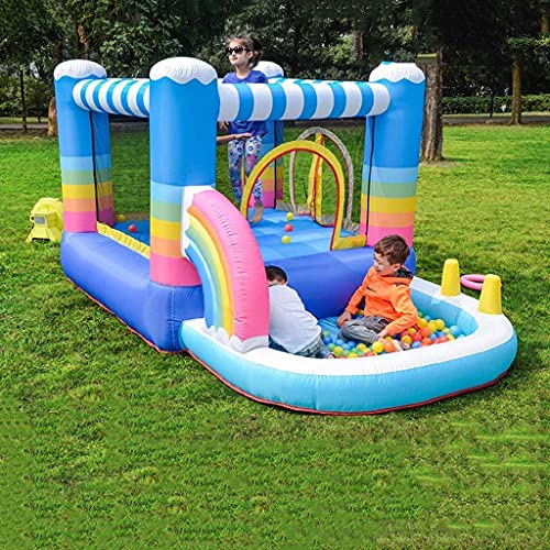 Children's Inflatable Castle Rainbow Inflatable Trampoline Indoor Mini Castle Children's Playground Kindergarten Indoor and Outdoor Toy Playgroundcolors, 290X200X