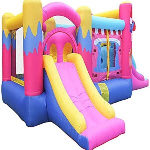 Bouncy Castles Inflatable Castle Family Children's Playground Outdoor Play Equipment Small Trampoline Slide Combination Inflatables20X275X205Cm,