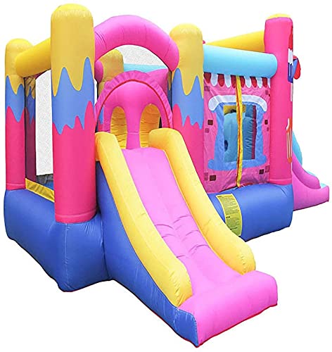 Bouncy Castles Inflatable Castle Family Children's Playground Outdoor Play Equipment Small Trampoline Slide Combination Inflatables20X275X205Cm,