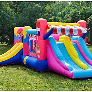 Bouncy Castles Inflatable Castle Family Children's Playground Outdoor Play Equipment Small Trampoline Slide Combination Inflatables20X275X205Cm,