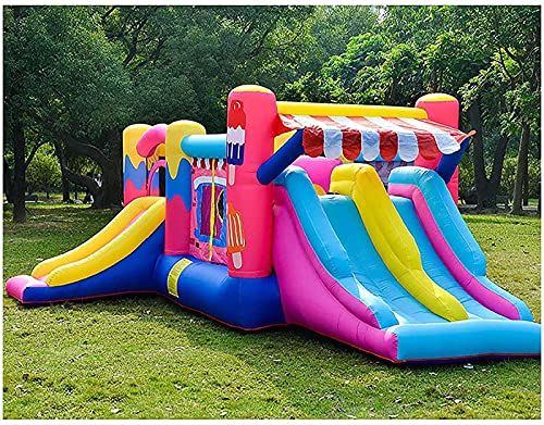 Bouncy Castles Inflatable Castle Family Children's Playground Outdoor Play Equipment Small Trampoline Slide Combination Inflatables20X275X205Cm,