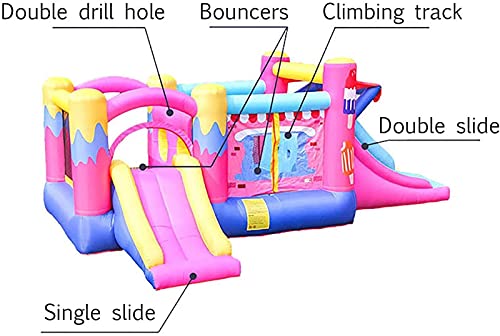 Bouncy Castles Inflatable Castle Family Children's Playground Outdoor Play Equipment Small Trampoline Slide Combination Inflatables20X275X205Cm,