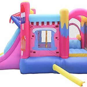 Bouncy Castles Inflatable Castle Family Children's Playground Outdoor Play Equipment Small Trampoline Slide Combination Inflatables20X275X205Cm,