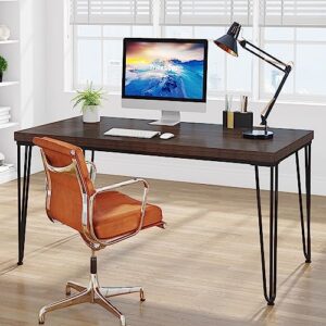 Tribesigns 62.9 Inch Rustic Computer Desk, Large Office Executive Desk with Metal Legs, Simple Writing Study Desk Workstation Conference Table Business Furniture for Home Office