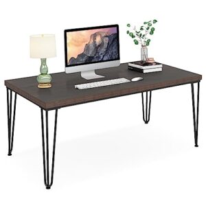 Tribesigns 62.9 Inch Rustic Computer Desk, Large Office Executive Desk with Metal Legs, Simple Writing Study Desk Workstation Conference Table Business Furniture for Home Office