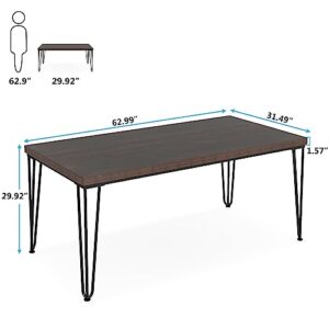 Tribesigns 62.9 Inch Rustic Computer Desk, Large Office Executive Desk with Metal Legs, Simple Writing Study Desk Workstation Conference Table Business Furniture for Home Office