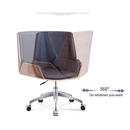 ZLBYB Adjustable Desk Executive Swivel Chair Home Office Furniutre Computer Task Chair Bendwood Leather Armchair (Color : D)