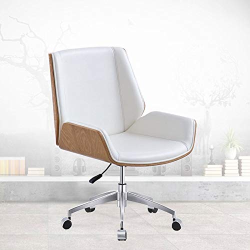 ZLBYB Adjustable Desk Executive Swivel Chair Home Office Furniutre Computer Task Chair Bendwood Leather Armchair (Color : D)