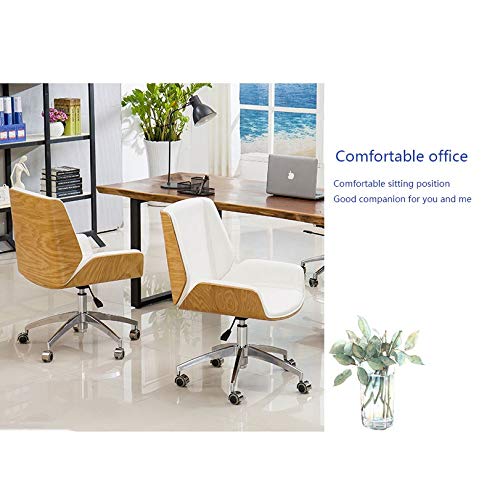 ZLBYB Adjustable Desk Executive Swivel Chair Home Office Furniutre Computer Task Chair Bendwood Leather Armchair (Color : D)