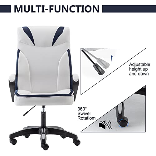 Executive Office Chair Leather, Ergonomic Office Desk Chair with Wheels Adjustable Swivel Chair Mid-Back Office Task Gaming Computer Chair