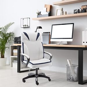 Executive Office Chair Leather, Ergonomic Office Desk Chair with Wheels Adjustable Swivel Chair Mid-Back Office Task Gaming Computer Chair