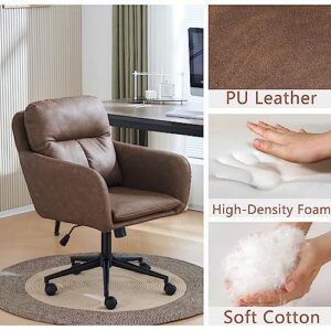 Sepnine Modern Executive Office Chair,PU Leather Ergonomic Computer Desk Chair with Pillow Pad,Adjustable Tilt Lock Swivel Rolling Chair for Adult,Adjustable Back 16° (Light Brown)