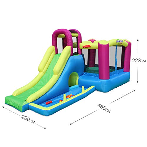 Inflatable Castle,Multifunctional Trampoline Child Slide Outdoor Playground Home Trampoline Children Play Fence,Colors,485 * 230 * 223Cm