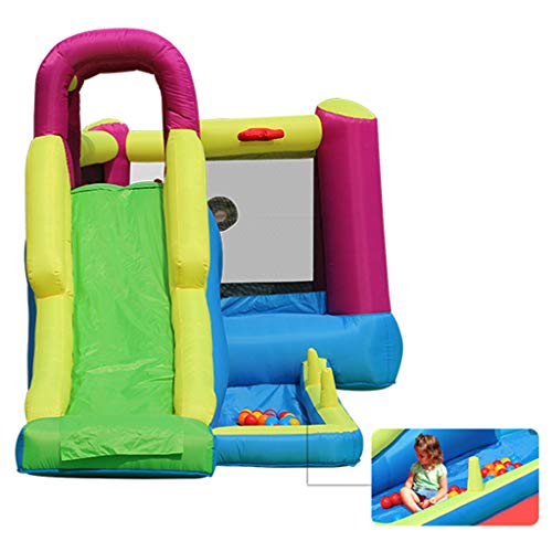 Inflatable Castle,Multifunctional Trampoline Child Slide Outdoor Playground Home Trampoline Children Play Fence,Colors,485 * 230 * 223Cm