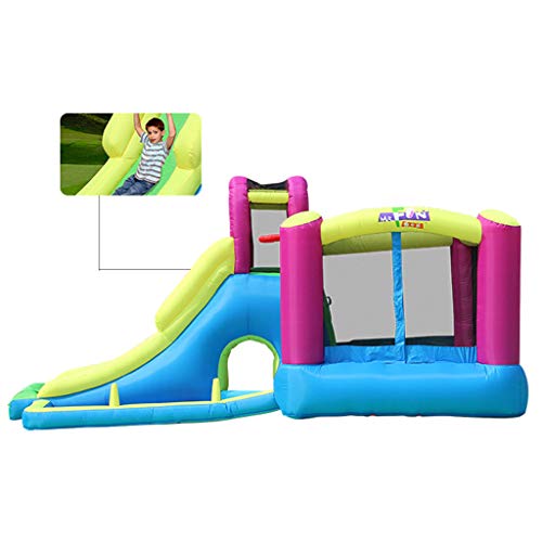 Inflatable Castle,Multifunctional Trampoline Child Slide Outdoor Playground Home Trampoline Children Play Fence,Colors,485 * 230 * 223Cm