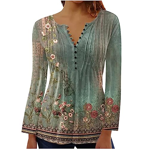 Fall Tops for Women 2023 Trendy Print Long Sleeve Shirts Retro Floral Patterned Clothes Casual Journey Pullover