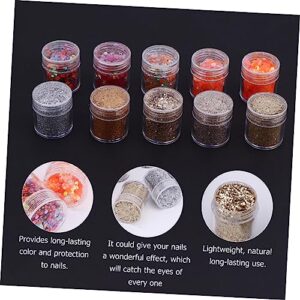 FOMIYES 10pcs Nail Art Glitter Sequins Makeup Sets Gel Nail Sticker Body Stickers Nail Diamonds Rhinestones Glitter Powder for Nail Rhinestone Stickers Aluminum Foil Flakes Cosmetic Gem