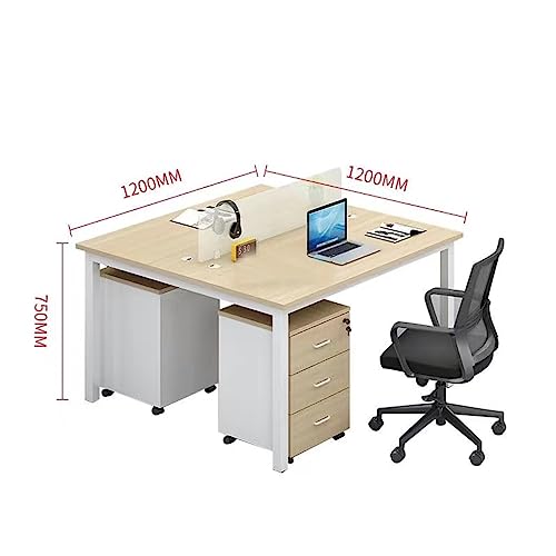 REHOOF 2 Person Work Desk and Chair Set, 5-in-1 Office Study Desk Work Station Table with Partition,Locked File Cabinet, Executive Desk Business Furniture