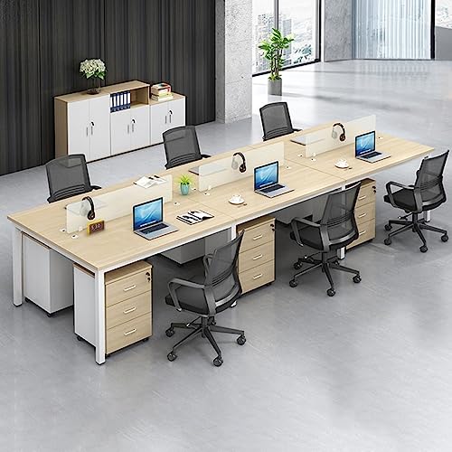 REHOOF 2 Person Work Desk and Chair Set, 5-in-1 Office Study Desk Work Station Table with Partition,Locked File Cabinet, Executive Desk Business Furniture