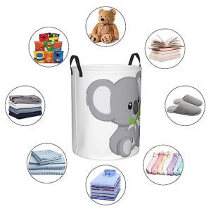 Green Leaf Koala Laundry Basket Protable Circular Laundry Hamper Storage Bin Organizer With Handles For Bathroom,Bedroom Clothes