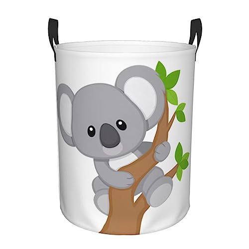 Hugging Tree Koala Laundry Basket Protable Circular Laundry Hamper Storage Bin Organizer With Handles For Bathroom,Bedroom Clothes