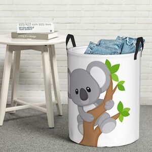 Hugging Tree Koala Laundry Basket Protable Circular Laundry Hamper Storage Bin Organizer With Handles For Bathroom,Bedroom Clothes