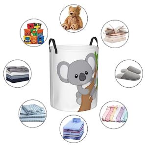 Hugging Tree Koala Laundry Basket Protable Circular Laundry Hamper Storage Bin Organizer With Handles For Bathroom,Bedroom Clothes