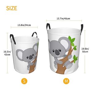 Hugging Tree Koala Laundry Basket Protable Circular Laundry Hamper Storage Bin Organizer With Handles For Bathroom,Bedroom Clothes