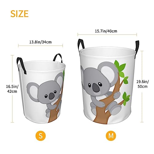 Hugging Tree Koala Laundry Basket Protable Circular Laundry Hamper Storage Bin Organizer With Handles For Bathroom,Bedroom Clothes