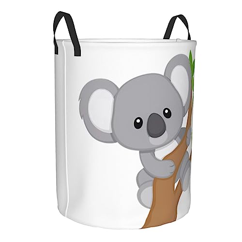 Hugging Tree Koala Laundry Basket Protable Circular Laundry Hamper Storage Bin Organizer With Handles For Bathroom,Bedroom Clothes