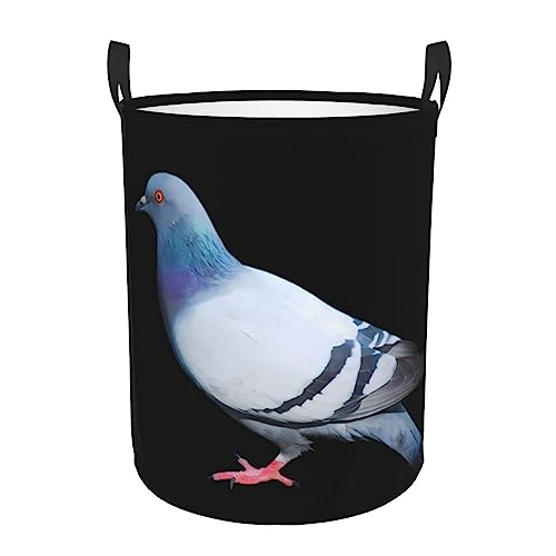 Pigeon Laundry Basket Protable Circular Laundry Hamper Storage Bin Organizer With Handles For Bathroom,Bedroom Clothes