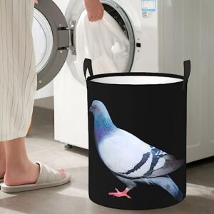 Pigeon Laundry Basket Protable Circular Laundry Hamper Storage Bin Organizer With Handles For Bathroom,Bedroom Clothes