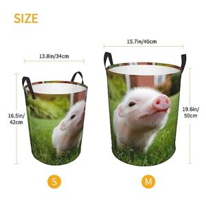 Naughty Pig Baby Laundry Basket Protable Circular Laundry Hamper Storage Bin Organizer With Handles For Bathroom,Bedroom Clothes