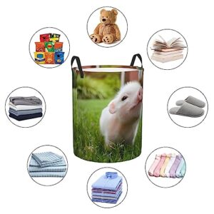 Naughty Pig Baby Laundry Basket Protable Circular Laundry Hamper Storage Bin Organizer With Handles For Bathroom,Bedroom Clothes