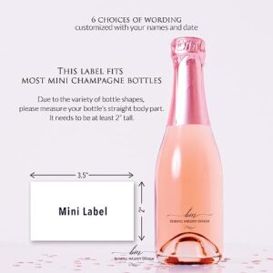 Birthday - Custom Pink Rose Gold Glitter (Not Real Foil) Mini Champagne Bottle Label, Personalized Waterproof Mini Wine Bottle Sticker for Birthday Celebration Party