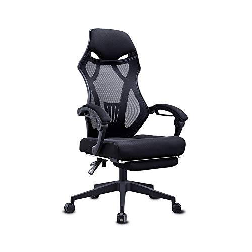 Chair Reclining Office Chair - 300 LB Capacity Ergonomic Computer Mesh Recliner, Executive Swivel Office Desk Chair, Task Chair with Hidden Footrest and Lumbar Support,Black Footrest (Size : Black w