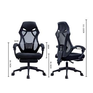 Chair Reclining Office Chair - 300 LB Capacity Ergonomic Computer Mesh Recliner, Executive Swivel Office Desk Chair, Task Chair with Hidden Footrest and Lumbar Support,Black Footrest (Size : Black w