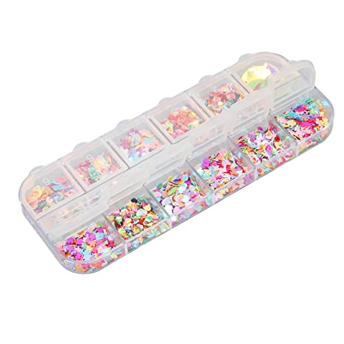 Nail Decals Flakes, Art Glitter Sequins Portable Various Shapes Wide Application Decoration for Nail Art Craft Makeup