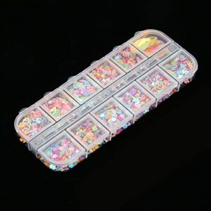 Nail Decals Flakes, Art Glitter Sequins Portable Various Shapes Wide Application Decoration for Nail Art Craft Makeup