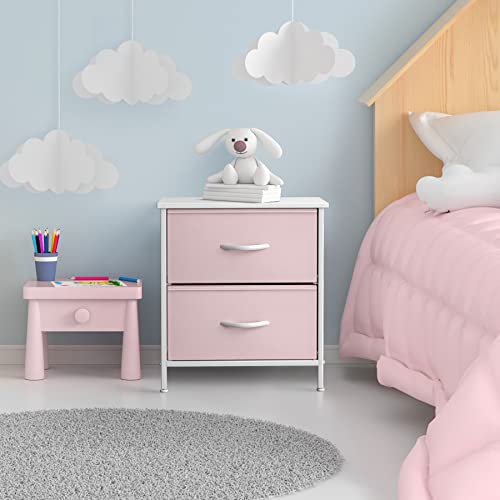 Sorbus Kids Dresser with 6 Drawers and 2 Drawer Nightstand Bundle - Matching Furniture Set - Storage Unit Organizer Chests for Clothing - Bedroom, Kids Rooms, Nursery, & Closet (Pink)