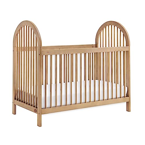 Oxford Baby Everlee Modern High Arch 3-in-1 Convertible Island Crib with Round Spindles, Honey Wood